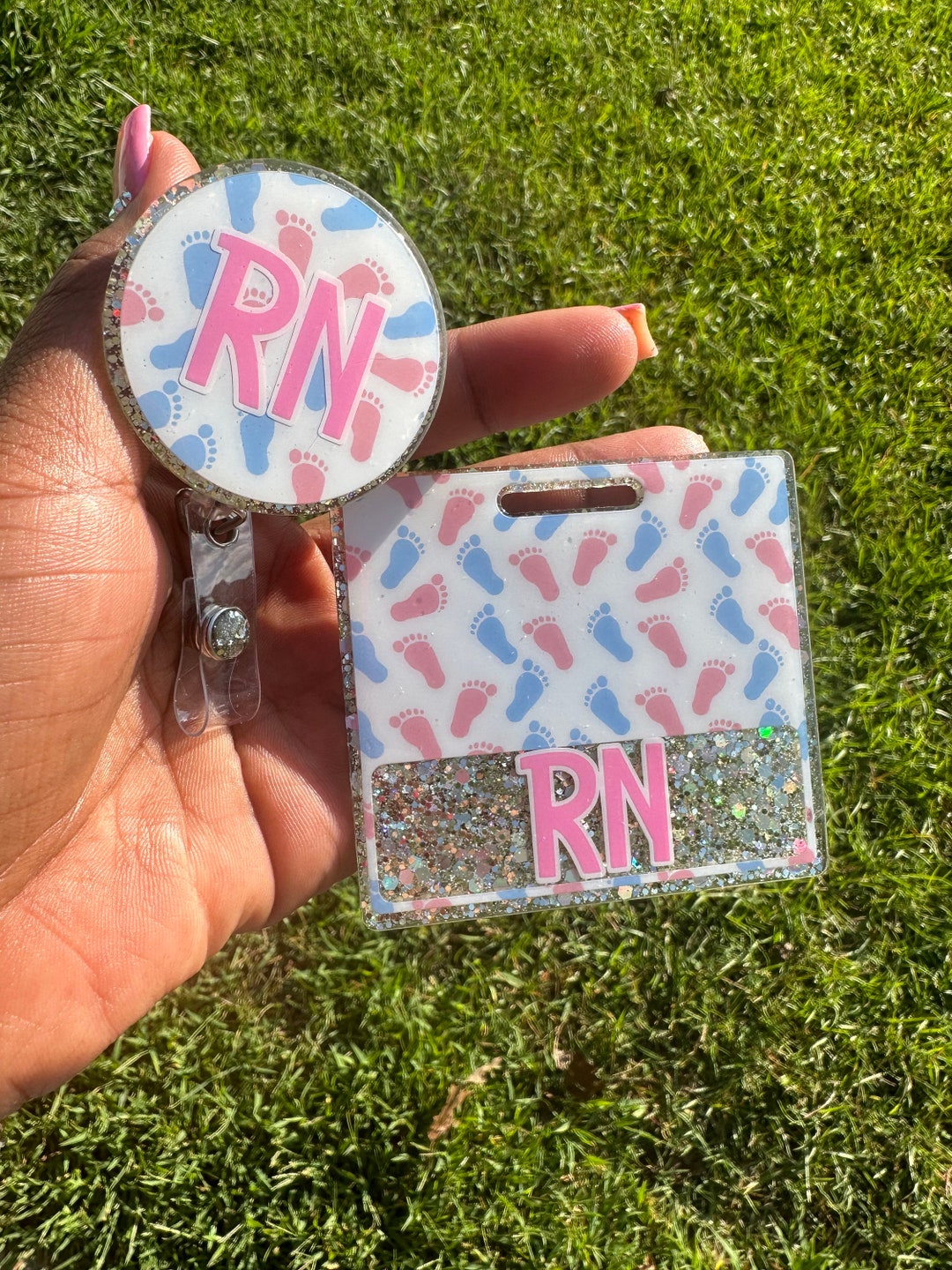 Pediatric RN Badge Buddy, Glitter Acrylic Healthcare Badge Tag - Etsy