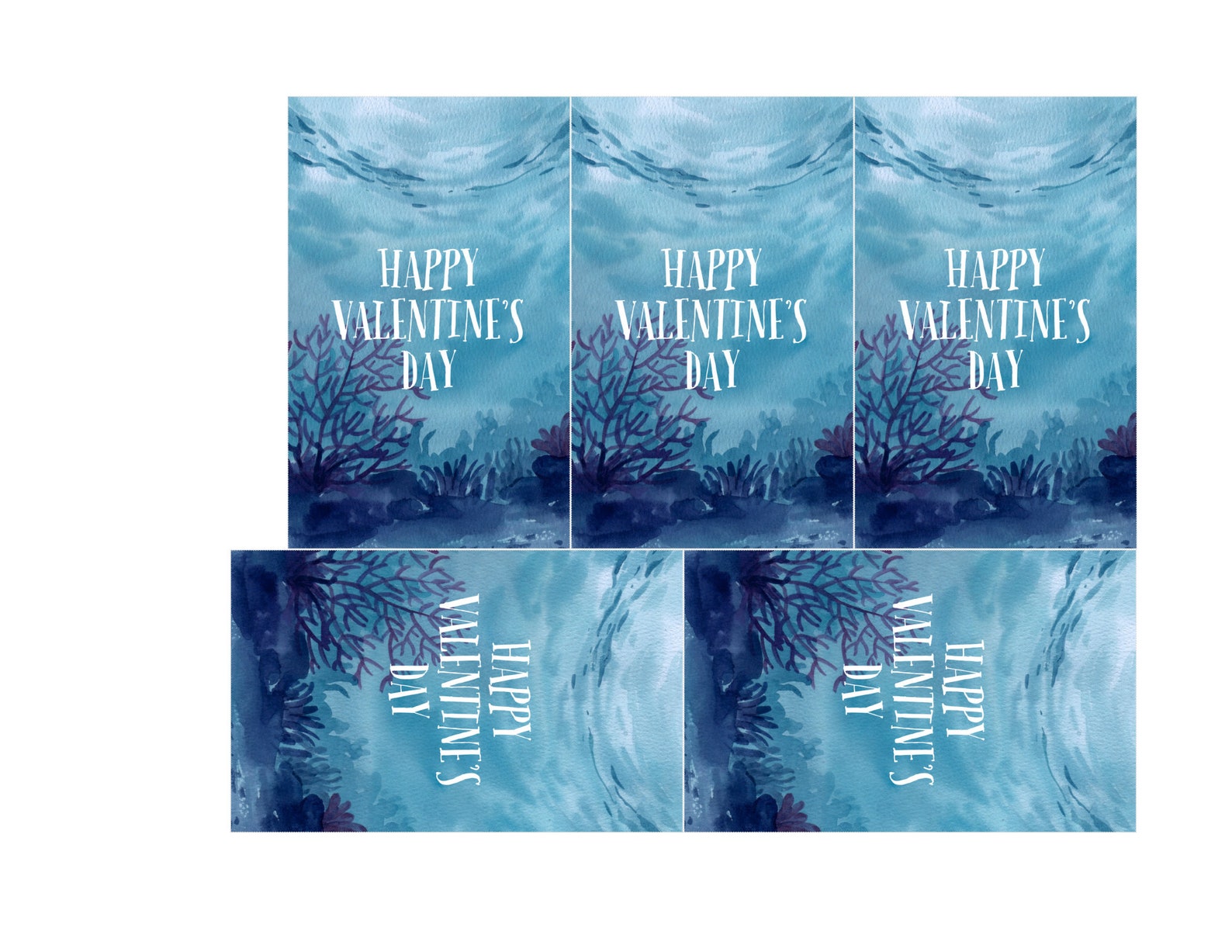 Printable Ocean & Sea Valentines for Kids Shark Whale Turtle Ray Cute ...