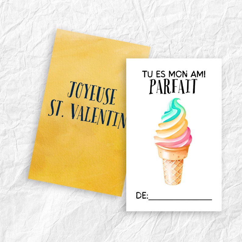 Printable French Valentine Cards for Kids, Rainbow & Mermaid (digital ...
