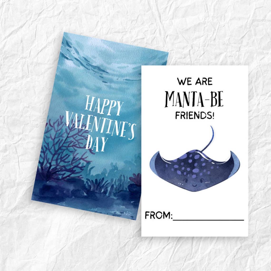 Ocean Valentines Cards for Kids, Sea Animal Classroom Valentines ...