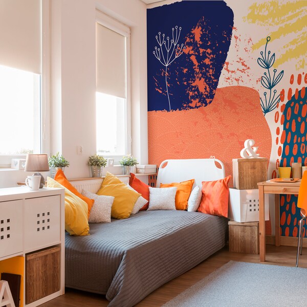 Orange Boho Wallpaper - Etsy