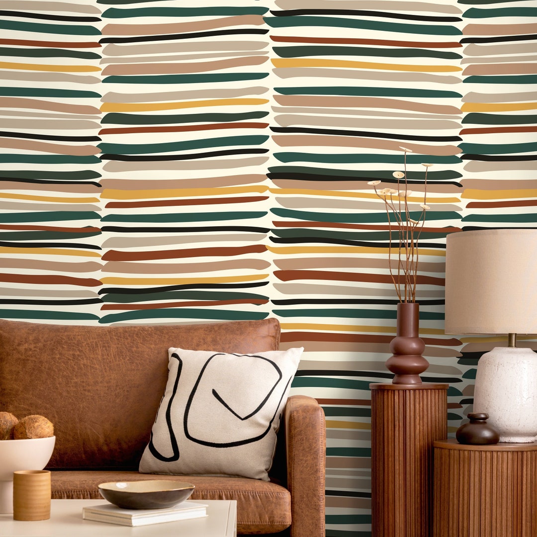 Contemporary Striped Wallpaper Abstract Wallpaper Peel and Stick and ...