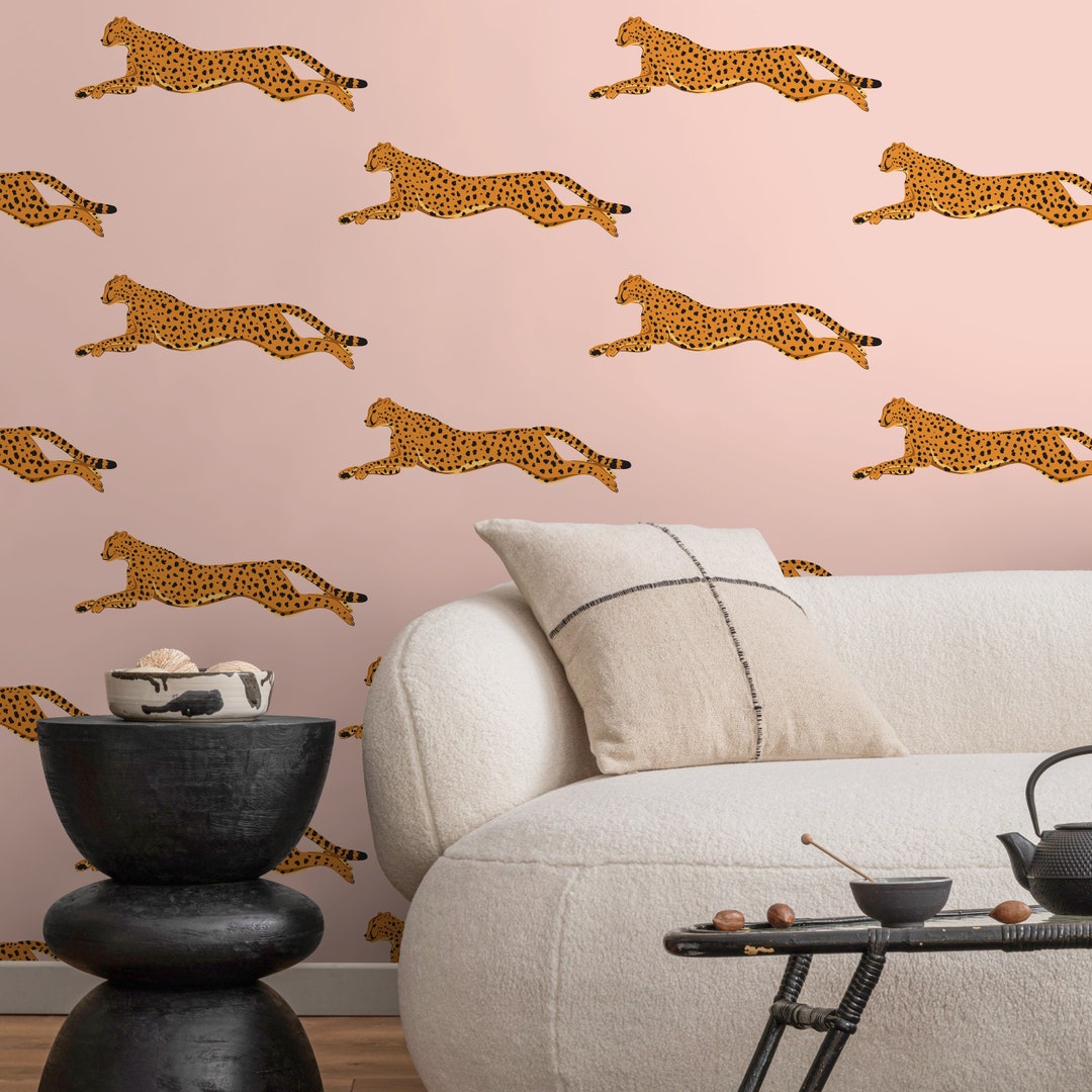 Pink Boho Cheetah Wallpaper Removable and Repositionable Peel and Stick ...