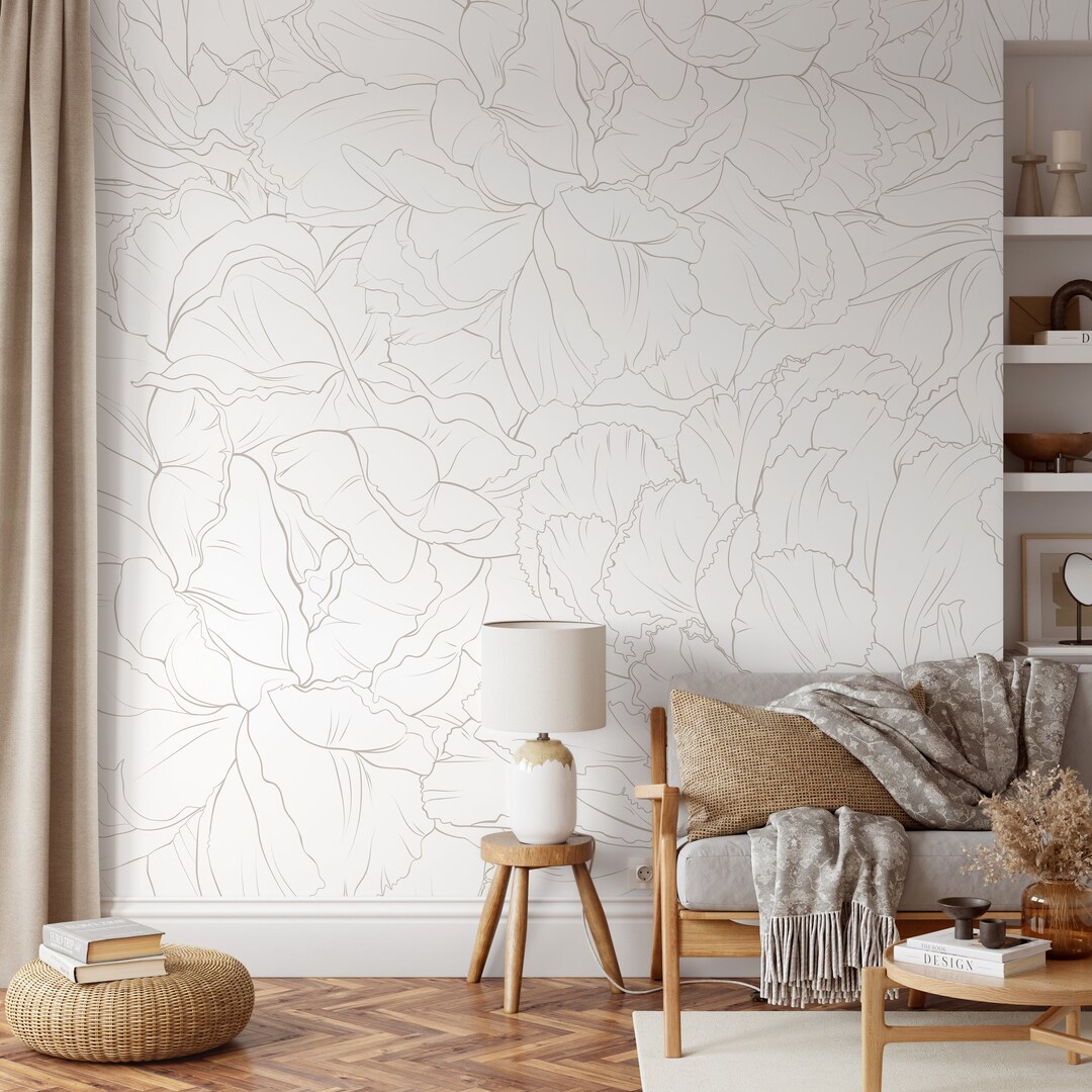 The Minimalist Peony Mural Mural Self Adhesive Large Scale Wallpaper ...