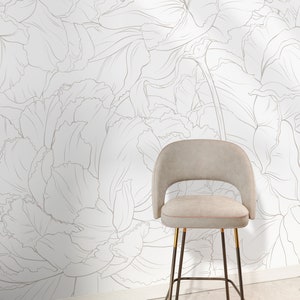 The Minimalist Peony Mural Mural Self Adhesive Large Scale Wallpaper ...