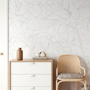 The Minimalist Peony Mural Mural Self Adhesive Large Scale Wallpaper ...