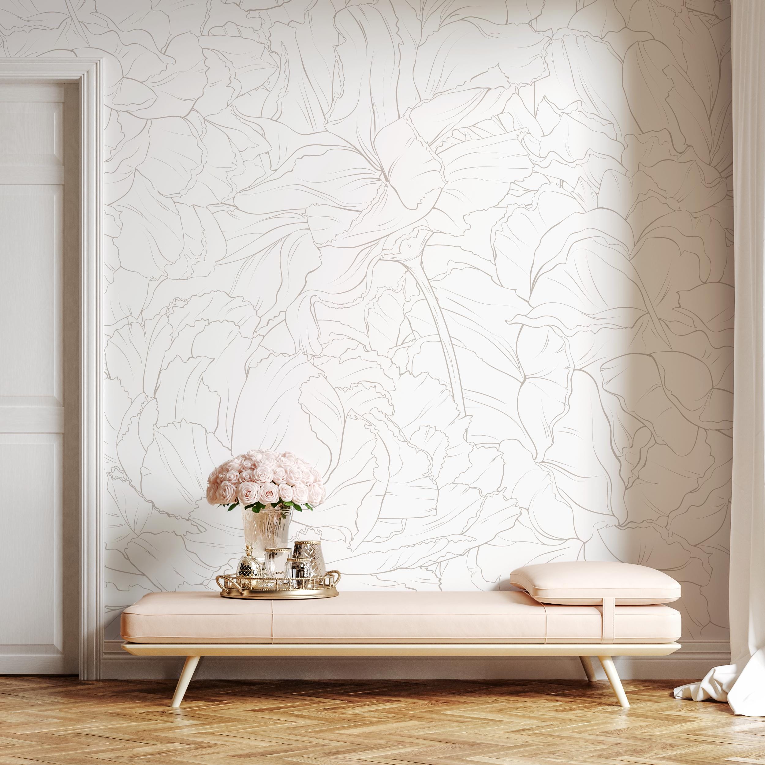 The Minimalist Peony Mural Mural Self Adhesive Large Scale Wallpaper ...