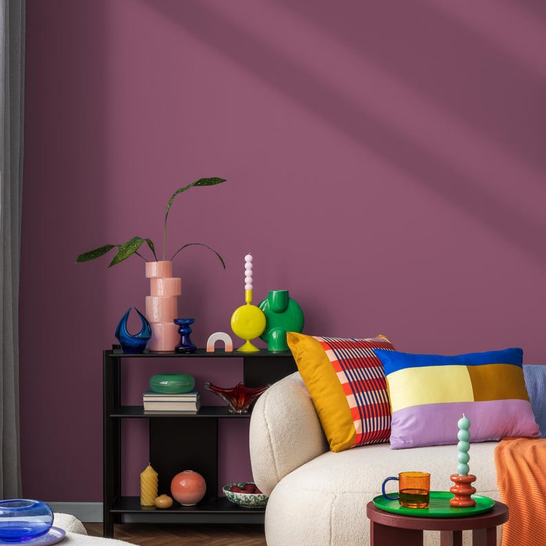 Berry Mauve Wallpaper / Solid Color / Available in a Deep Plum Purple ...