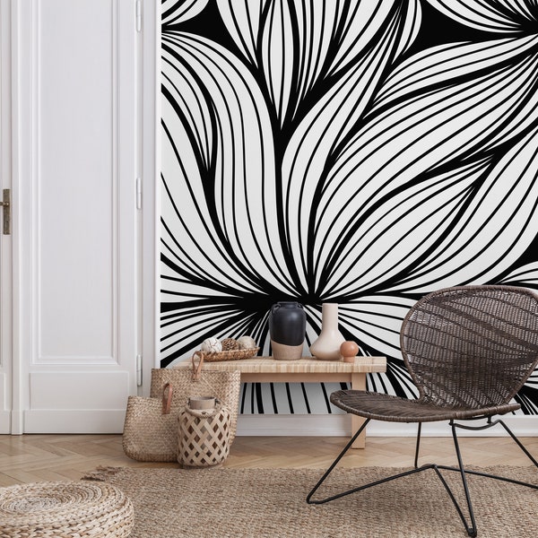 Peel and Stick Wallpaper Black and White - Etsy