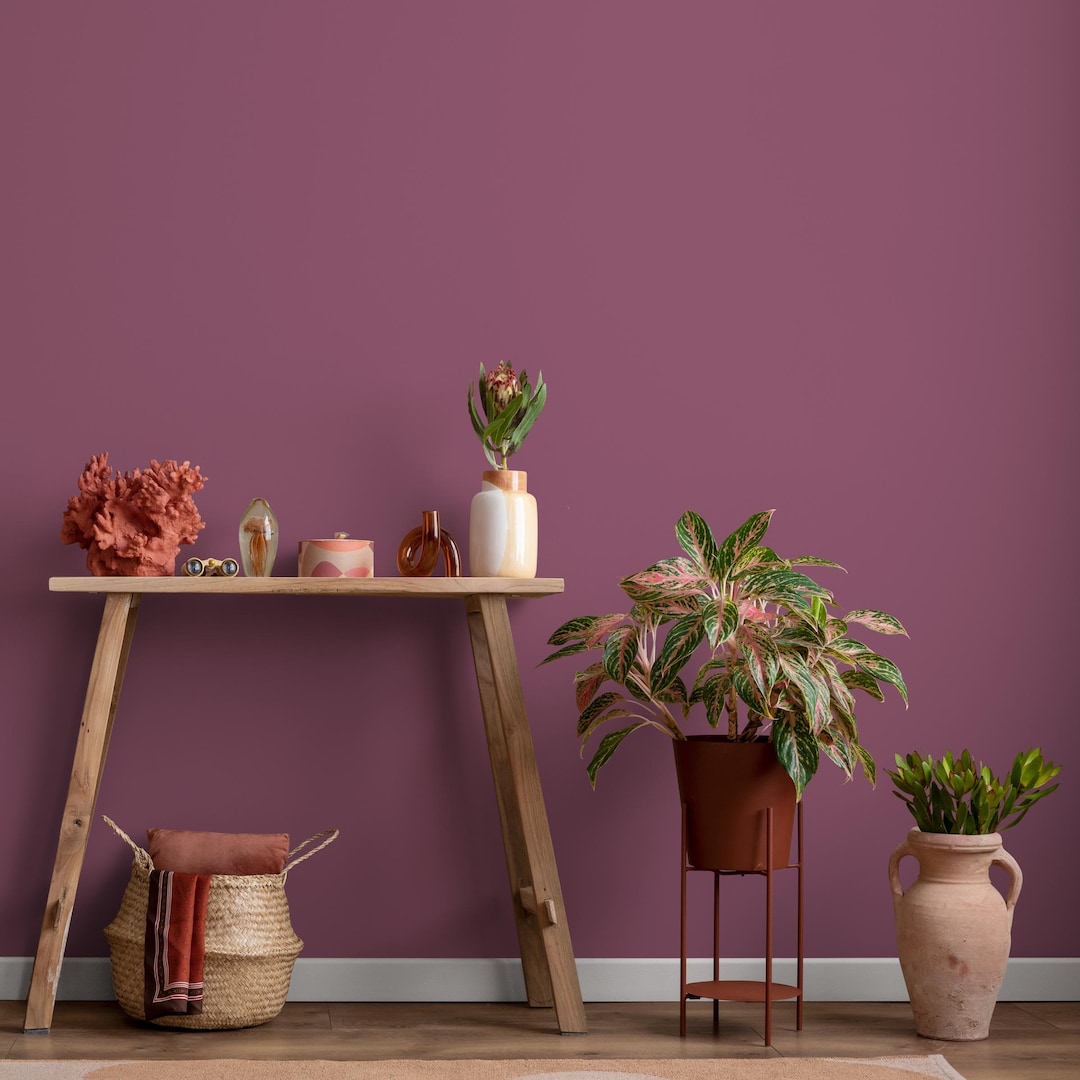 Berry Mauve Wallpaper / Solid Color / Available in a Deep Plum Purple ...