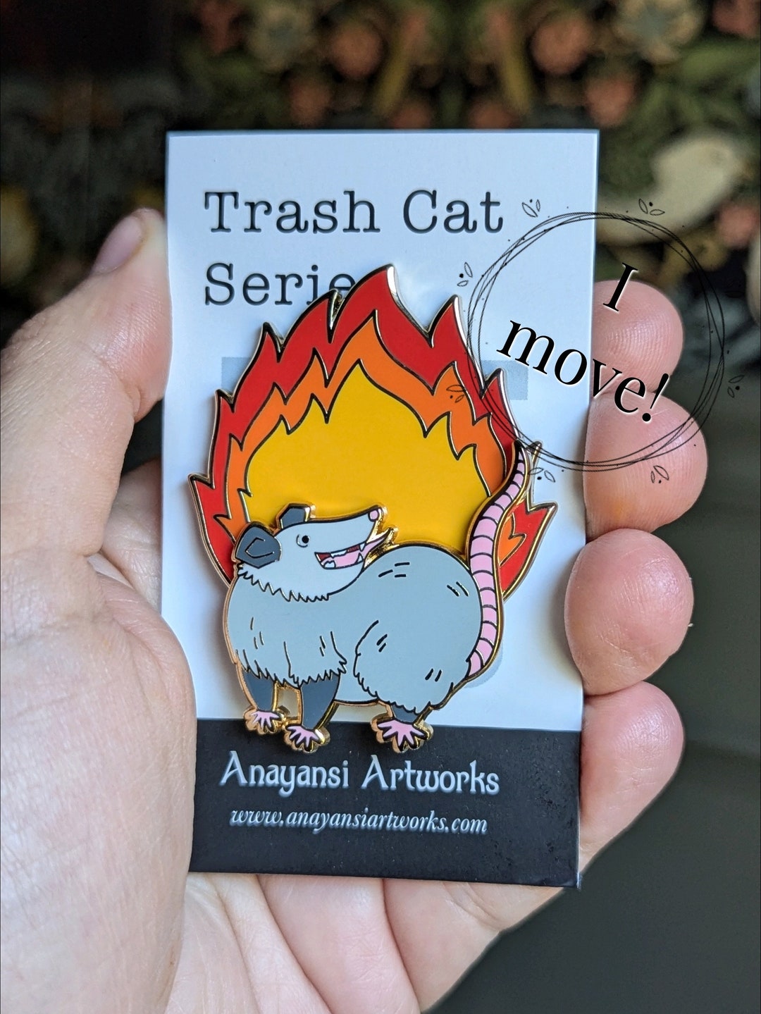 Opossum Screaming Into the Flames Fidget Pin | Movable Hard Enamel Pin ...