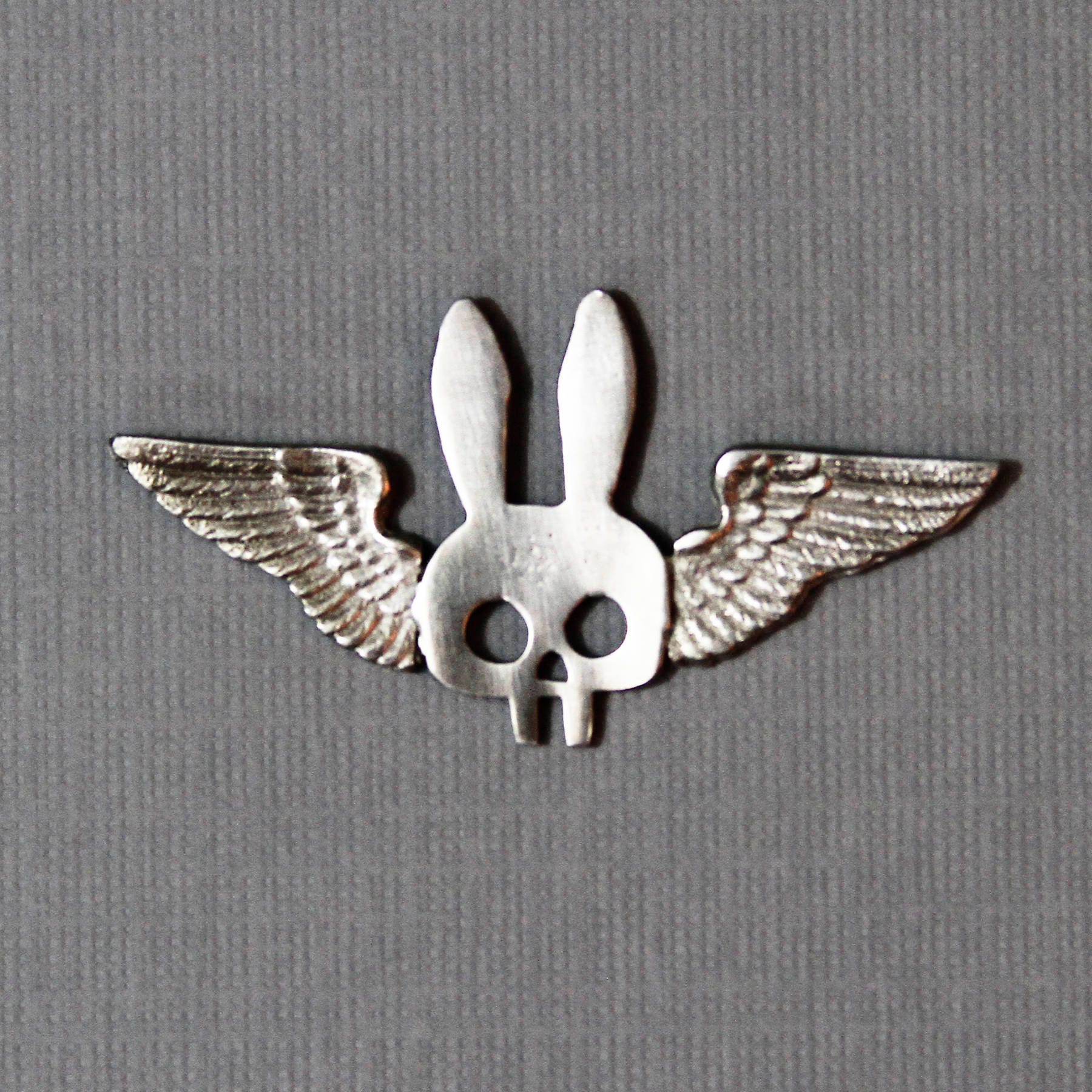 Winged Bunny Skull Pin - Etsy