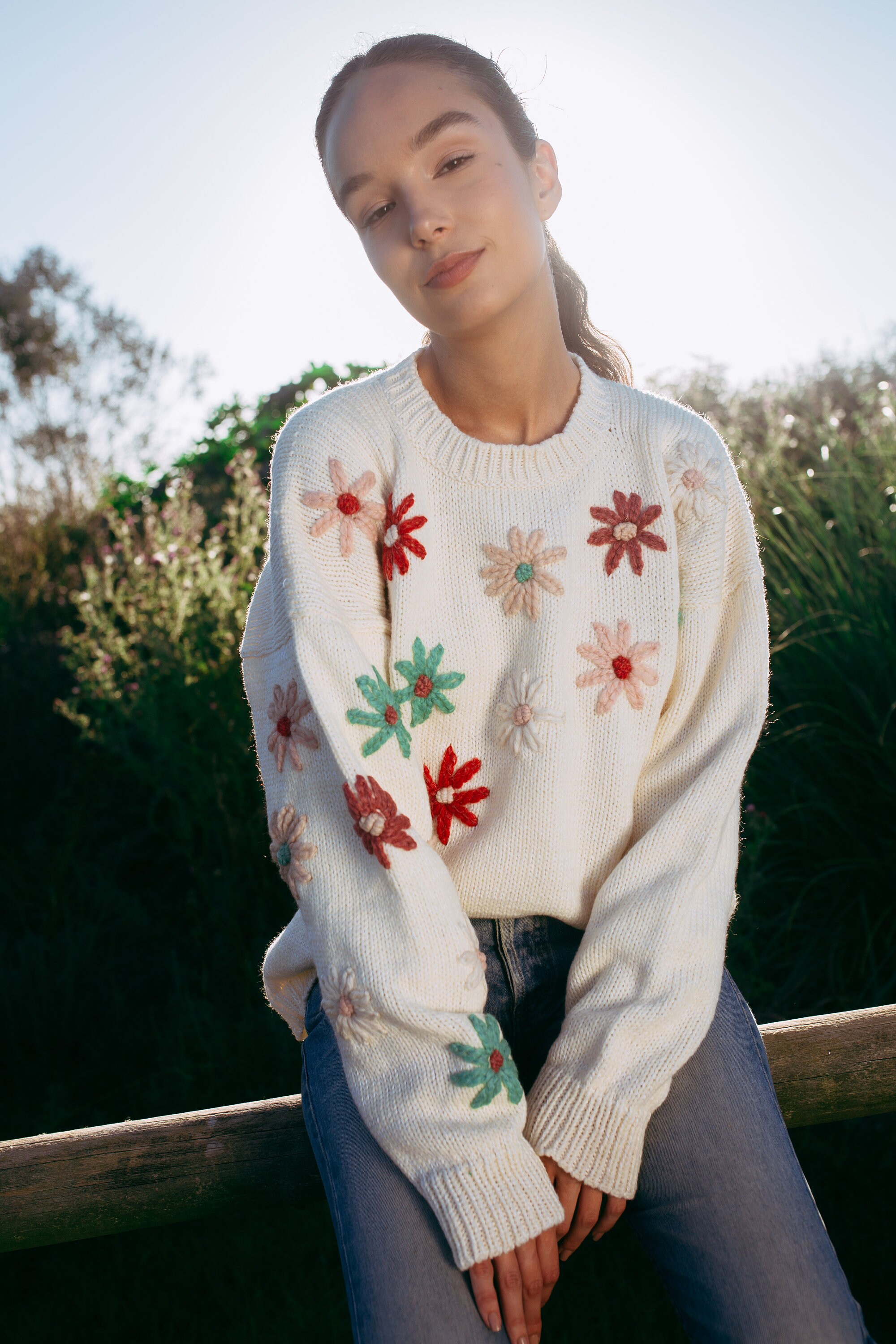 Mohair Sweater Hand Embroidery Knit Sweatersweater for - Etsy