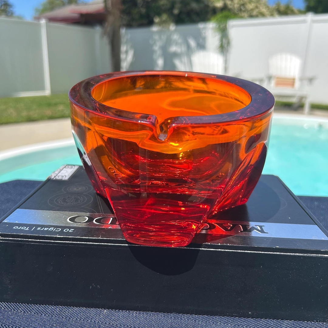 1970s Viking Glass Company Solid Amber Orange Glass Cigarette Cigar ...