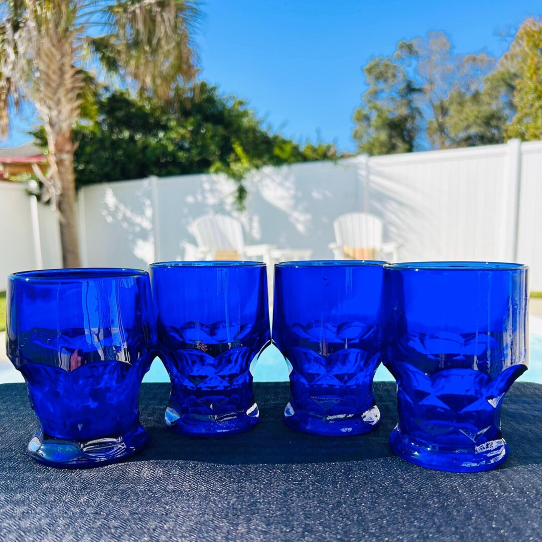 Cobalt Blue Viking Glass Georgian-cut Rocks Glasses - Etsy