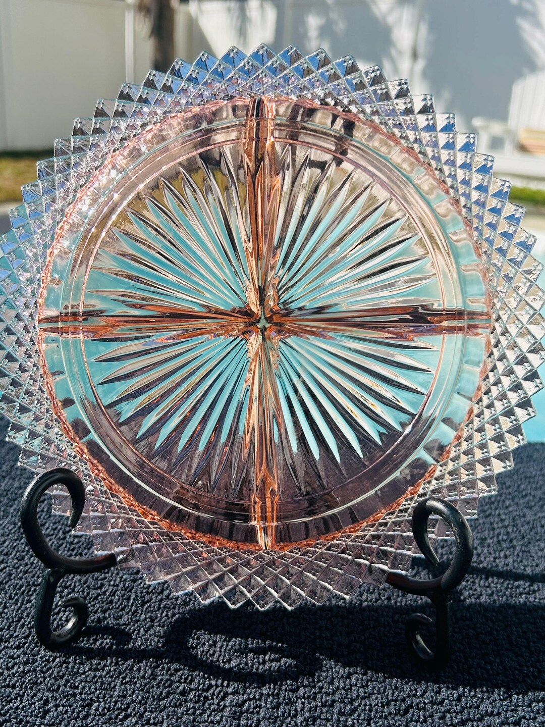 Pink Depression Glass Miss America Pattern Appetizer Relish Divided ...