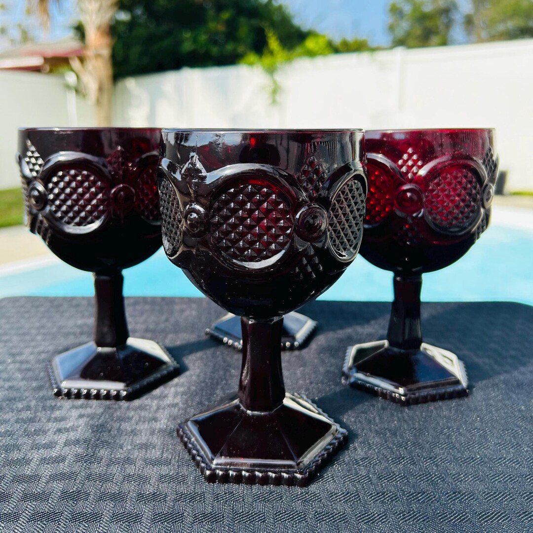 Vintage Avon Cape Cod 1876 Ruby Red Tall Stem Goblets - Etsy