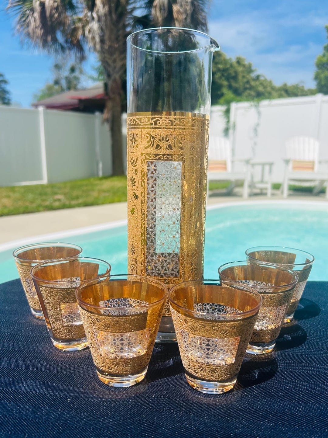Mid-century Pasinski Designed Kashmir Pattern Cocktail Mixing Glass and ...