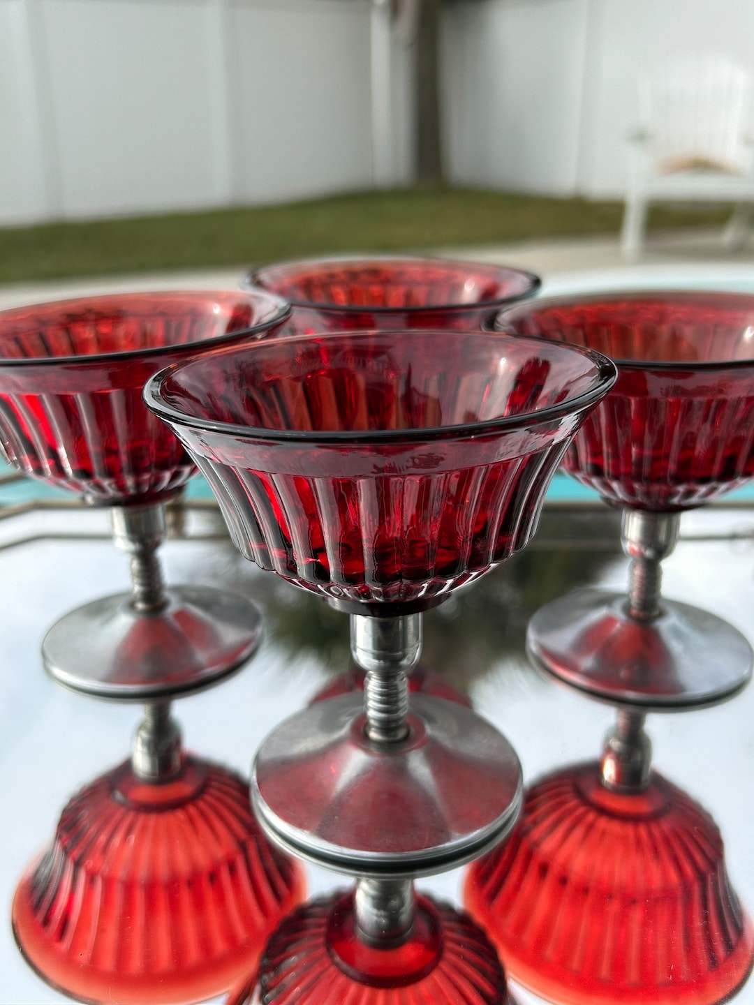Art Deco Short Stemmed Coupe Cordial Glasses (4) - Etsy
