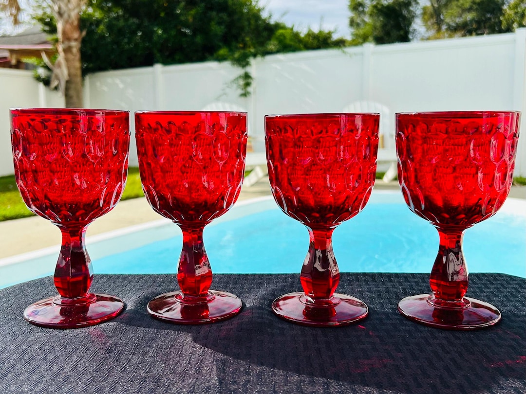 Vintage Fenton Thumbprint Goblets Ruby Red, Set of 4 - Etsy