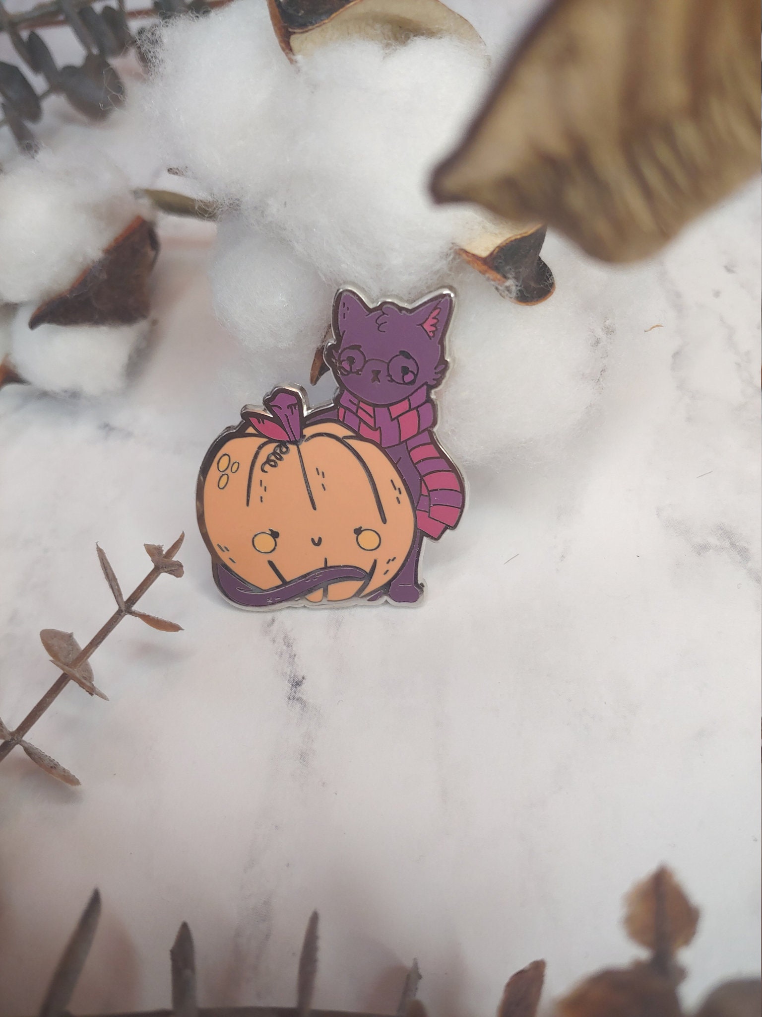 Pumpkin Cat Hard Enamel Pin: Spoopy Halloween Pin 1.78 | Etsy