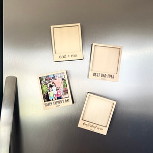 Father's Day Gift Wood Polaroid Picture Frame Magnet | Wooden Magnetic ...