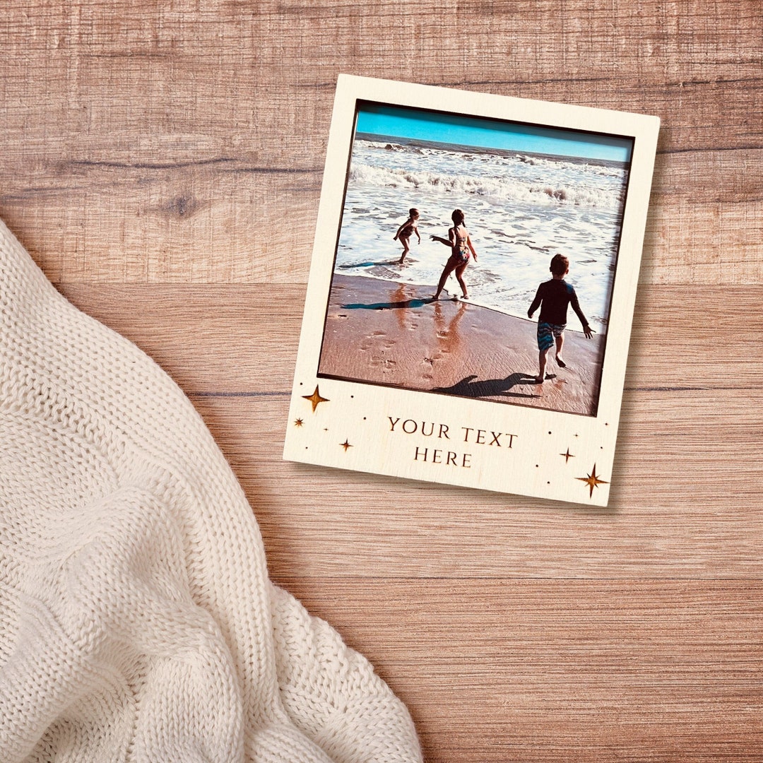 Personalized Wood Polaroid Picture Frame Magnet | Custom Wooden ...