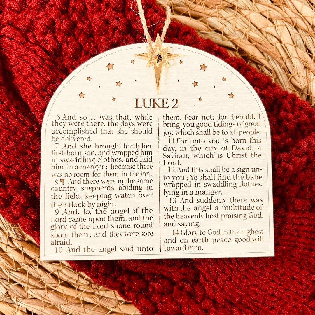 Christian Christmas Ornament, Luke 2 Bible Verse Nativity Ornament ...