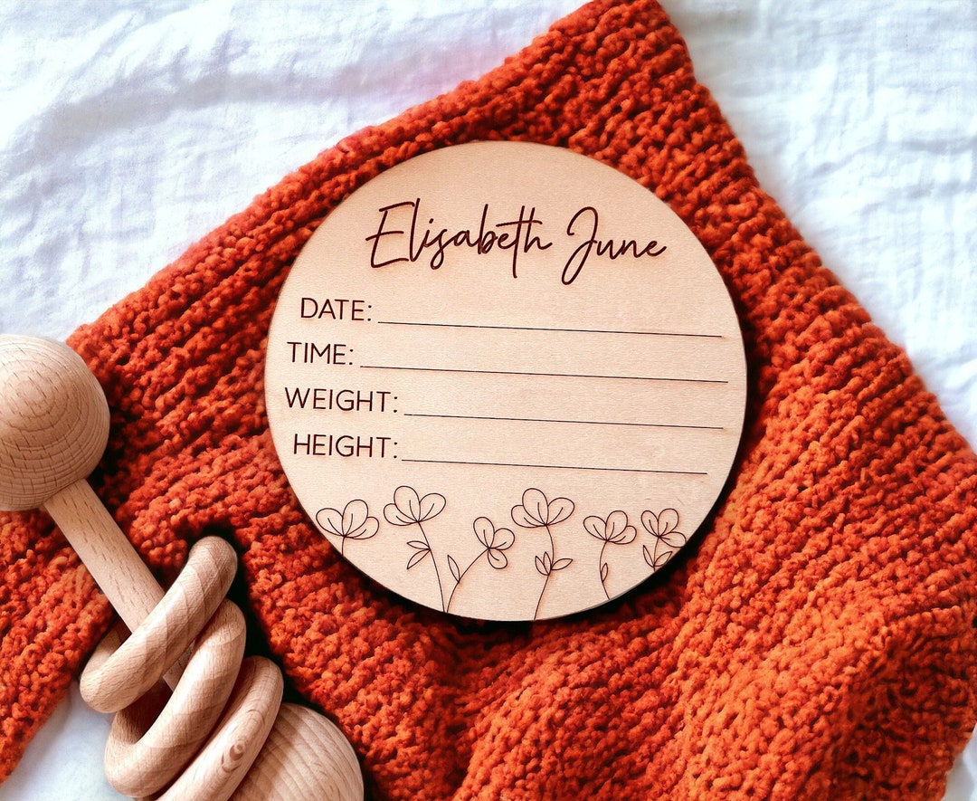 Personalized Baby Stats Sign: Laser Cut Wood, Newborn Announcement - Etsy
