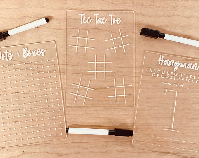 Reusable Acrylic Kids Travel Game Boards // Car Ride Games // Dot Game ...