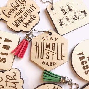 Stay Humble Hustle Hard Keychain // Wood Engraved Tassel Keychain - Etsy