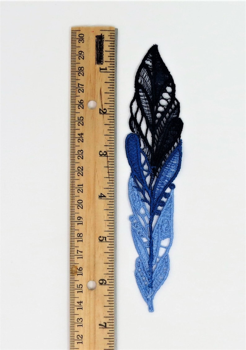 Blue Feather Bookmark Ombre Free Standing Lace Embroidery FSL ...
