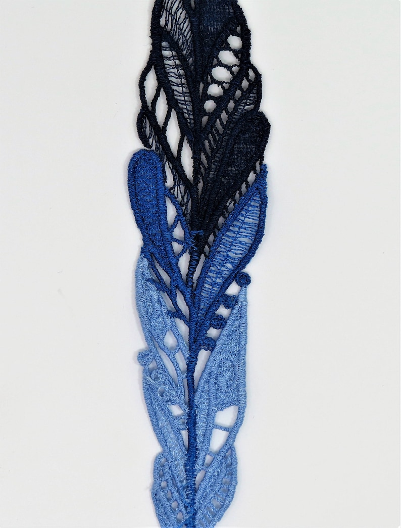 Blue Feather Bookmark Ombre Free Standing Lace Embroidery FSL ...