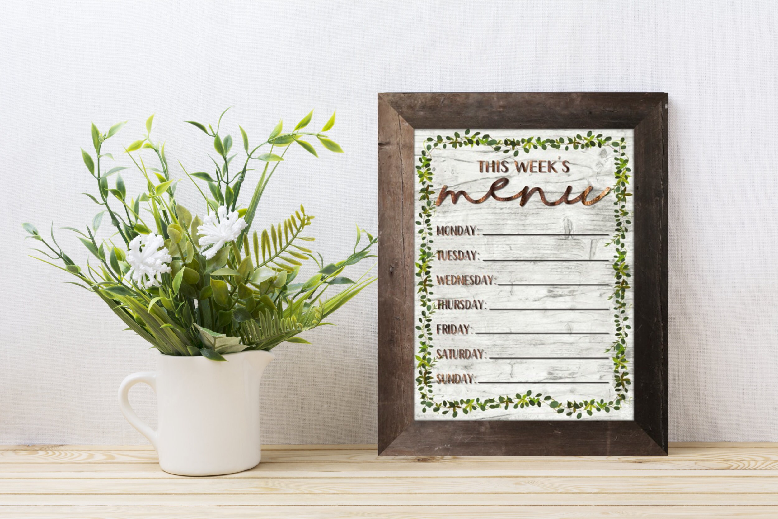 Dry Erase Menu Board Rustic Wood, Weekly Menu Planner Dinner Family ...