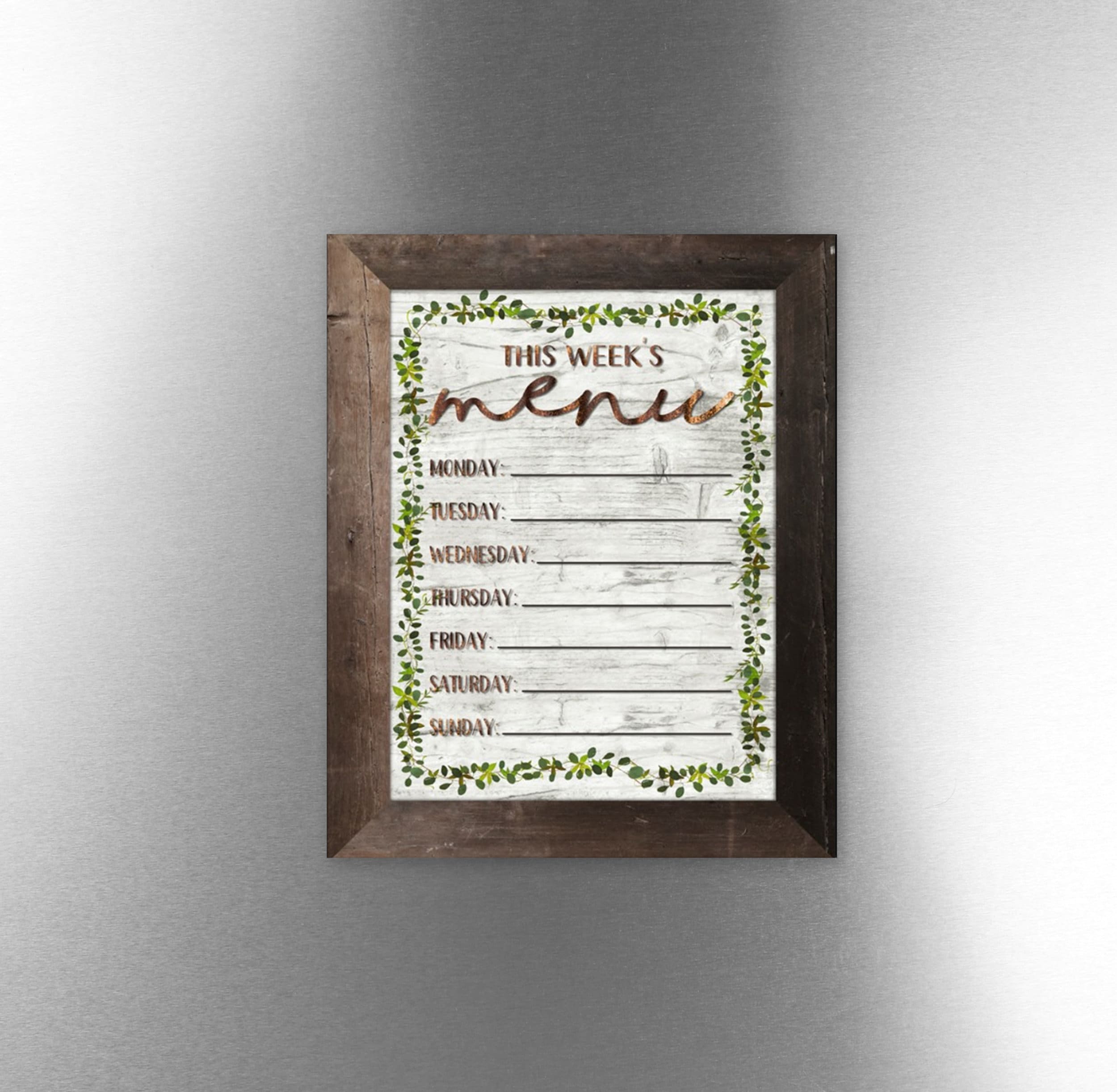 Dry Erase Menu Board Rustic Wood Weekly Menu Planner Dinner | Etsy