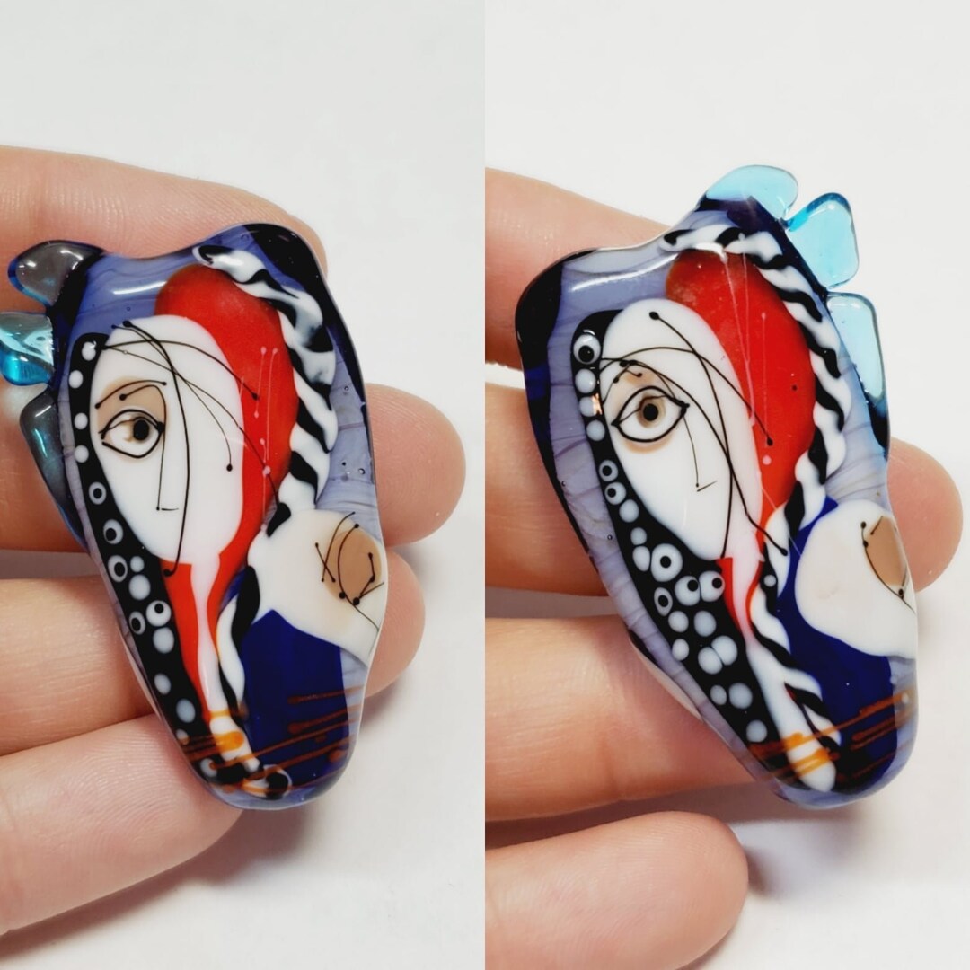 Artisan Lamp Worked Glass Bead Focal, Glass Focal Bead, Handmade, Hand ...