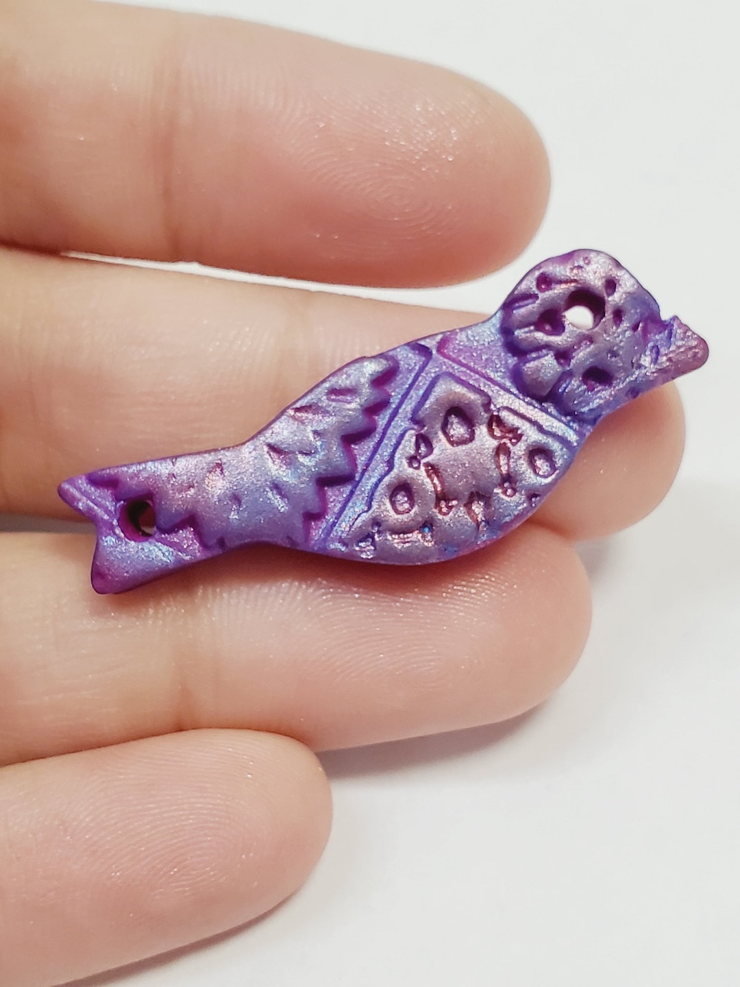 Artisan Hand Created and Textured Polymer Clay Cabochon, Clay Artisan ...