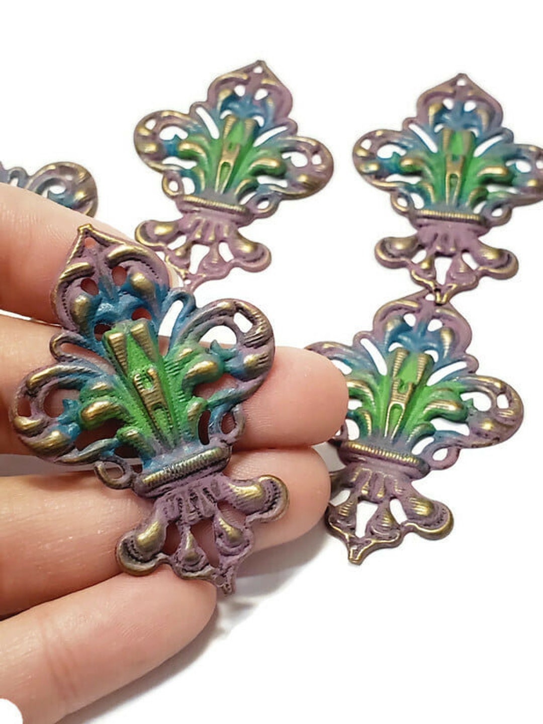 Artisan Hand Painted Altered Multi Color Metal Component, 1pc - Etsy