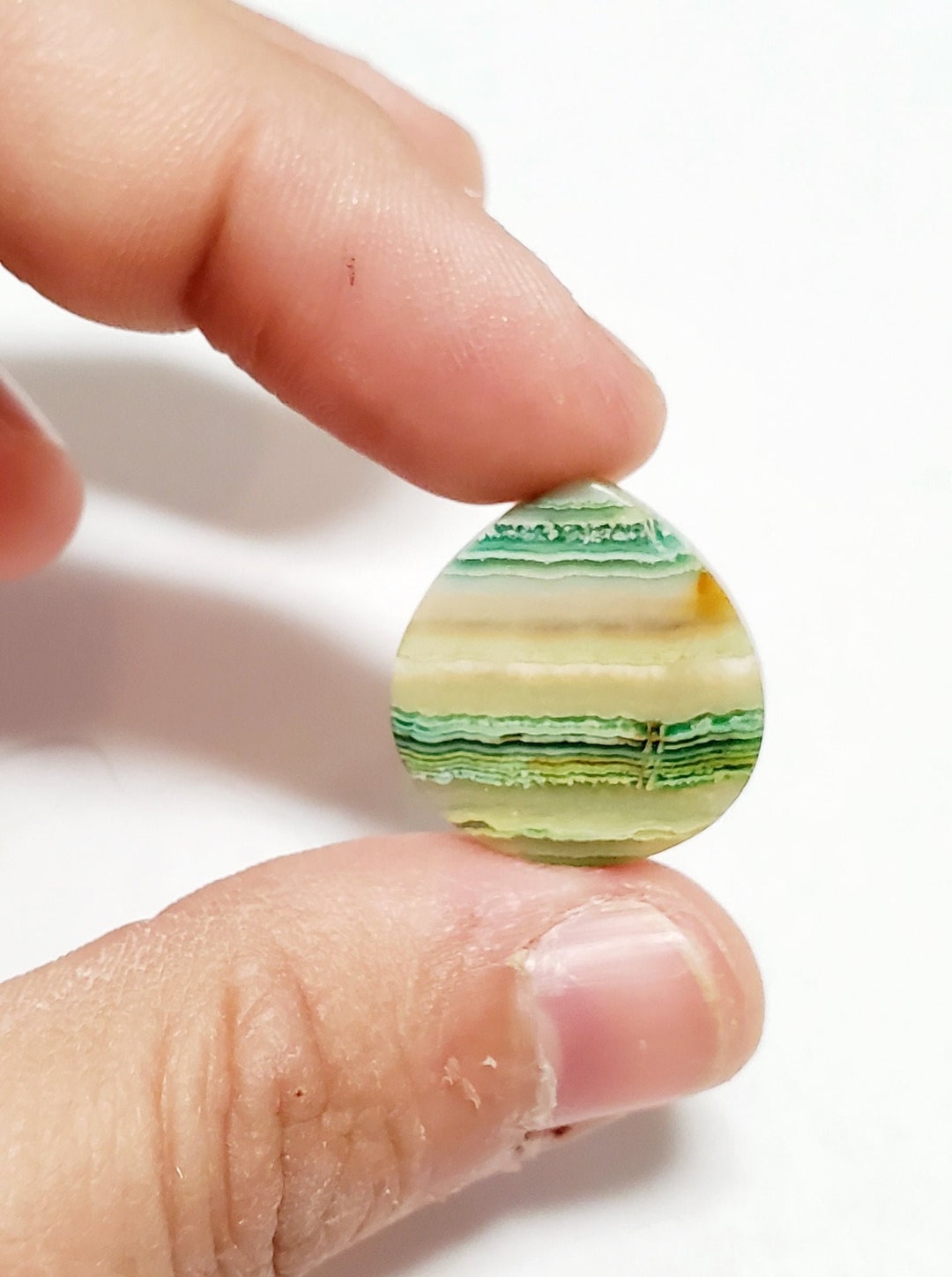 Stacked Agate Green and Tan Gemstone Cabochon, Layered Stone, Agate ...
