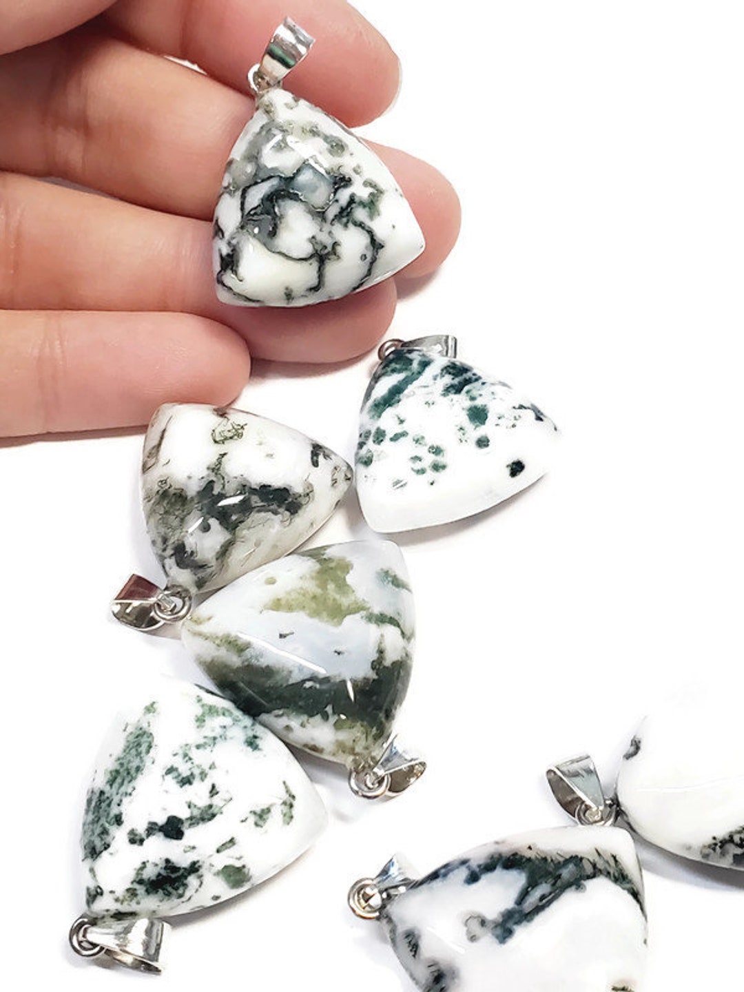 24mm Tree Agate Triangle Gemstone Pendant, 1pc - Etsy