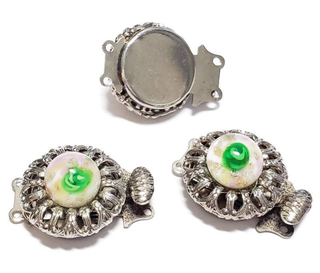 Vintage Silver Clasp, Silver Plated Clasp, Vintage Glass Lampwork ...