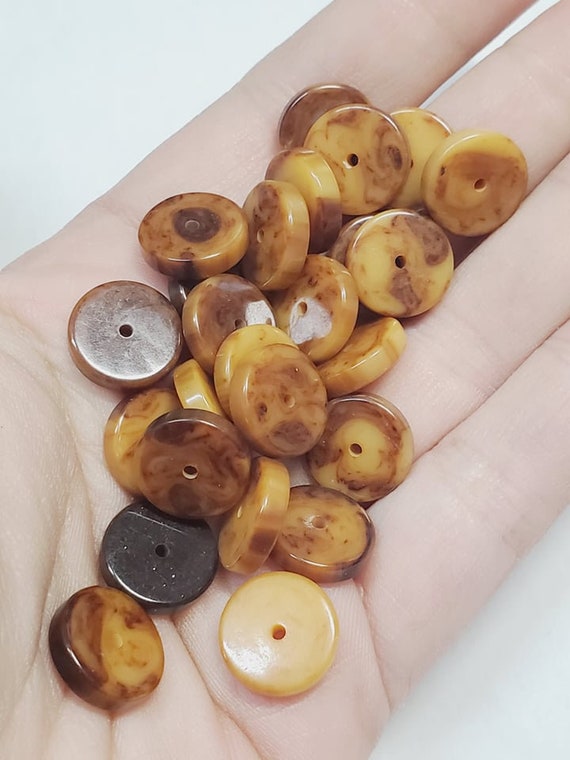 Vintage Tortoise Bakelite Disc Beads Set of 10 Bakelite Component Bakelite Vintage Bakelite Vintage Supply Bakelite Disc Beads