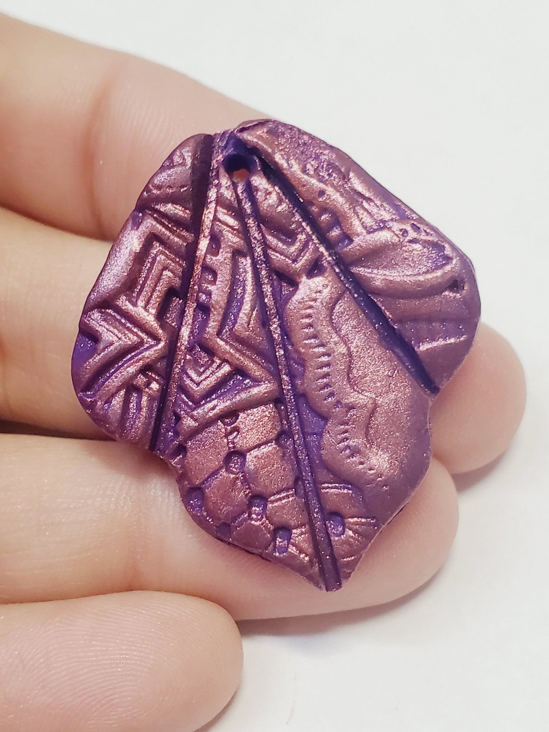 Artisan Hand Created and Textured Polymer Clay Cabochon, Clay Artisan ...