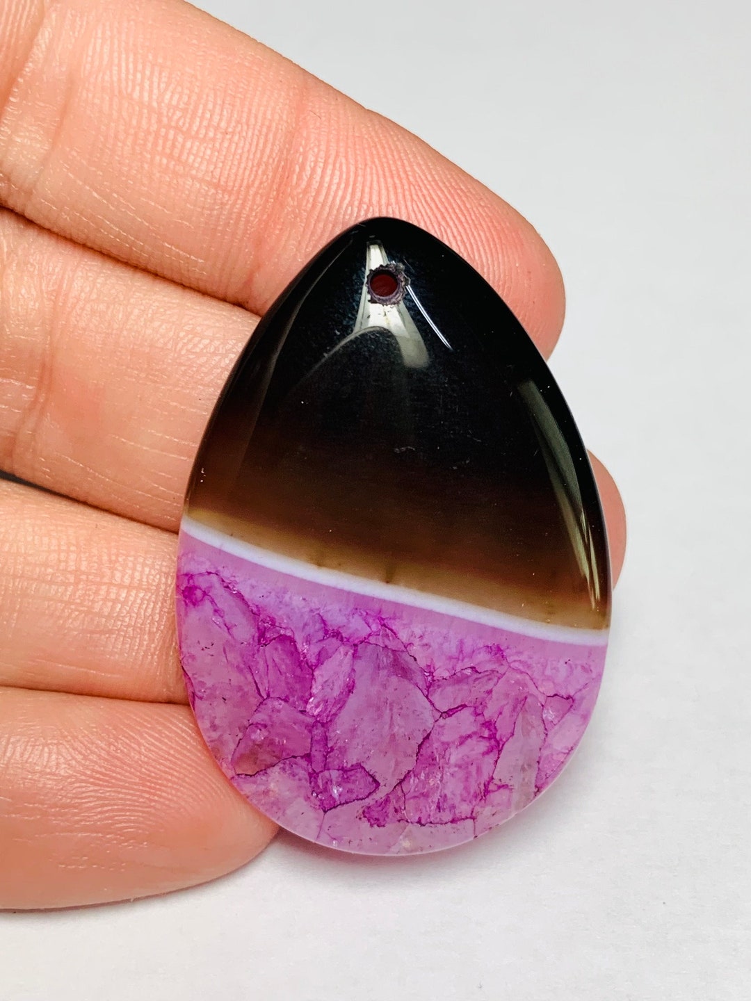 Dual Colored Banded Agate Quartz Gemstone Pendant - Etsy