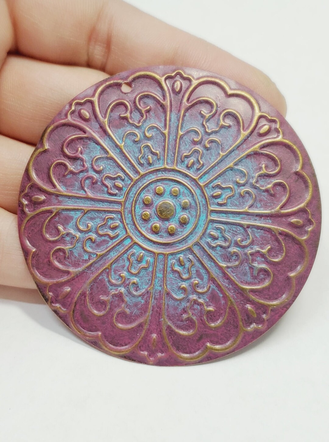 Artisan Hand Painted Purple Patina Metal Filigree Stamping, 1pc - Etsy