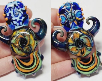 Artisan Lamp Worked Glass Bead Focal Set, Glass Focal Bead, Handmade ...