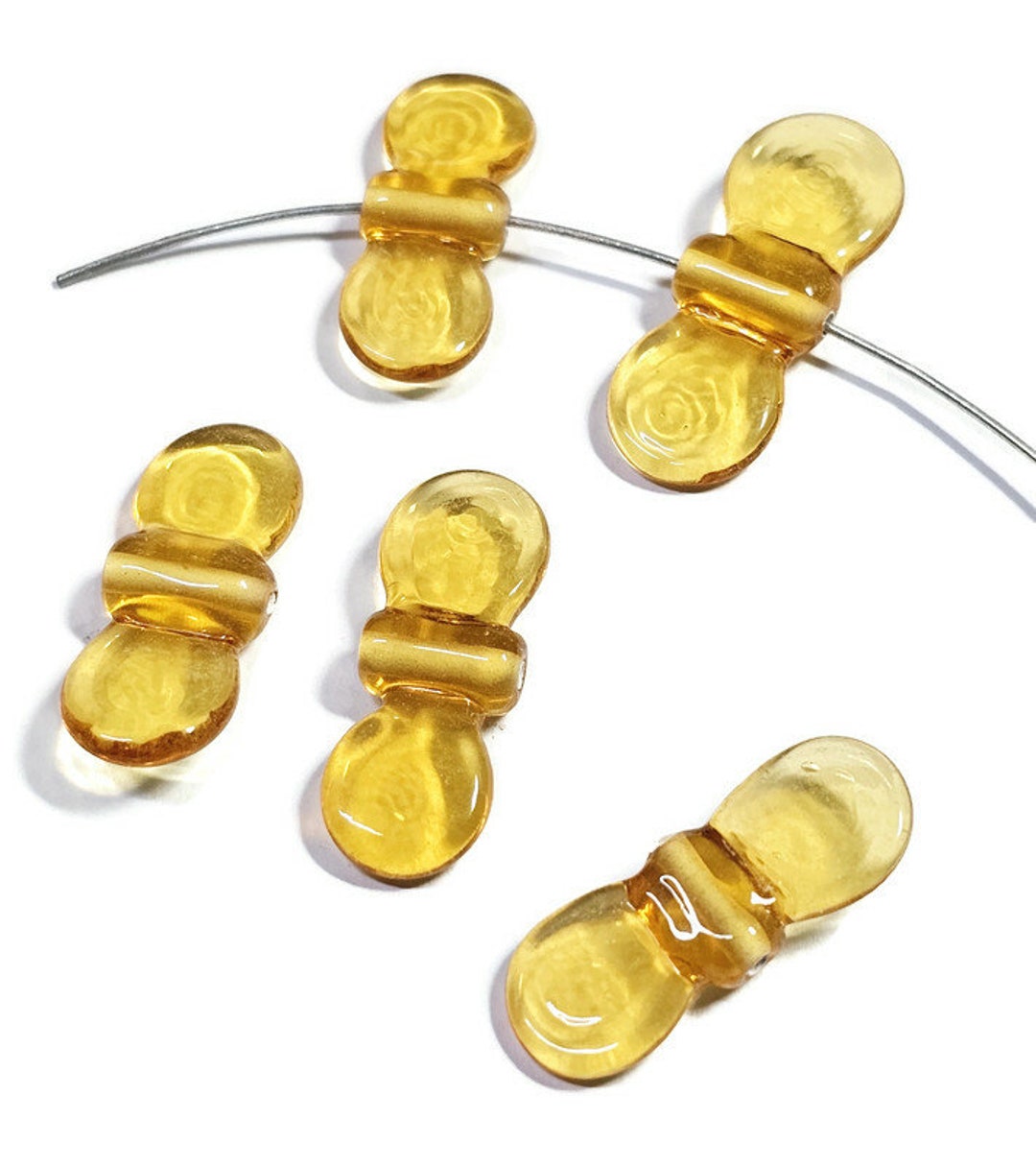 Czech Artisan Wing or Propeller Handmade Glass Lampwork Bead, 4 Pieces ...