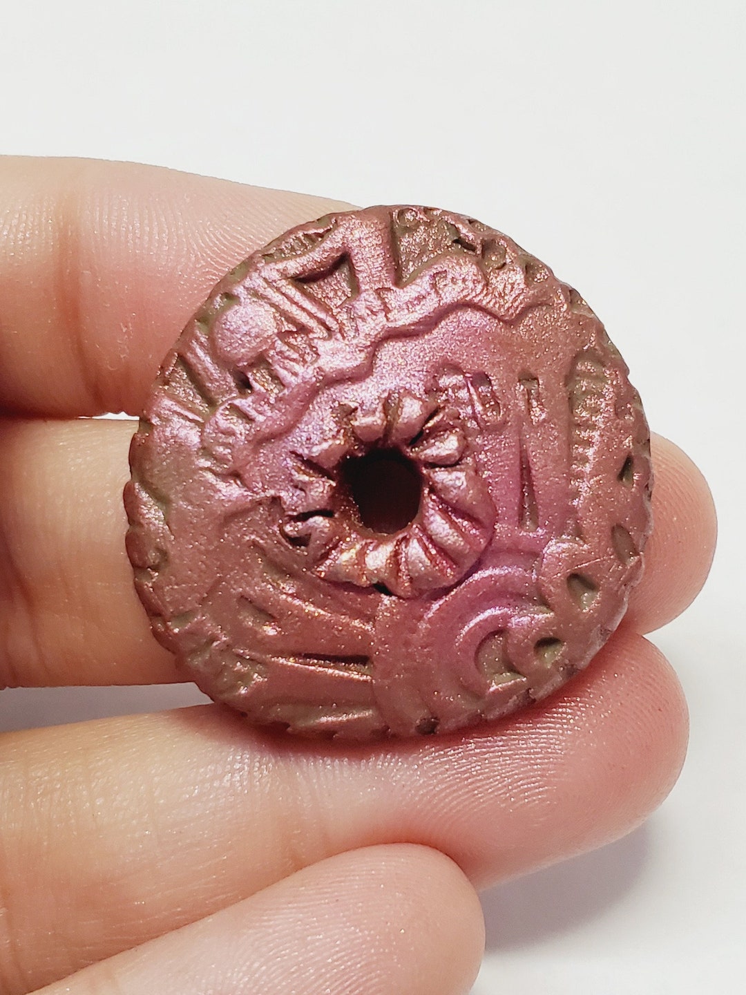 Artisan Hand Created and Textured Polymer Clay Pendant, Clay Artisan ...