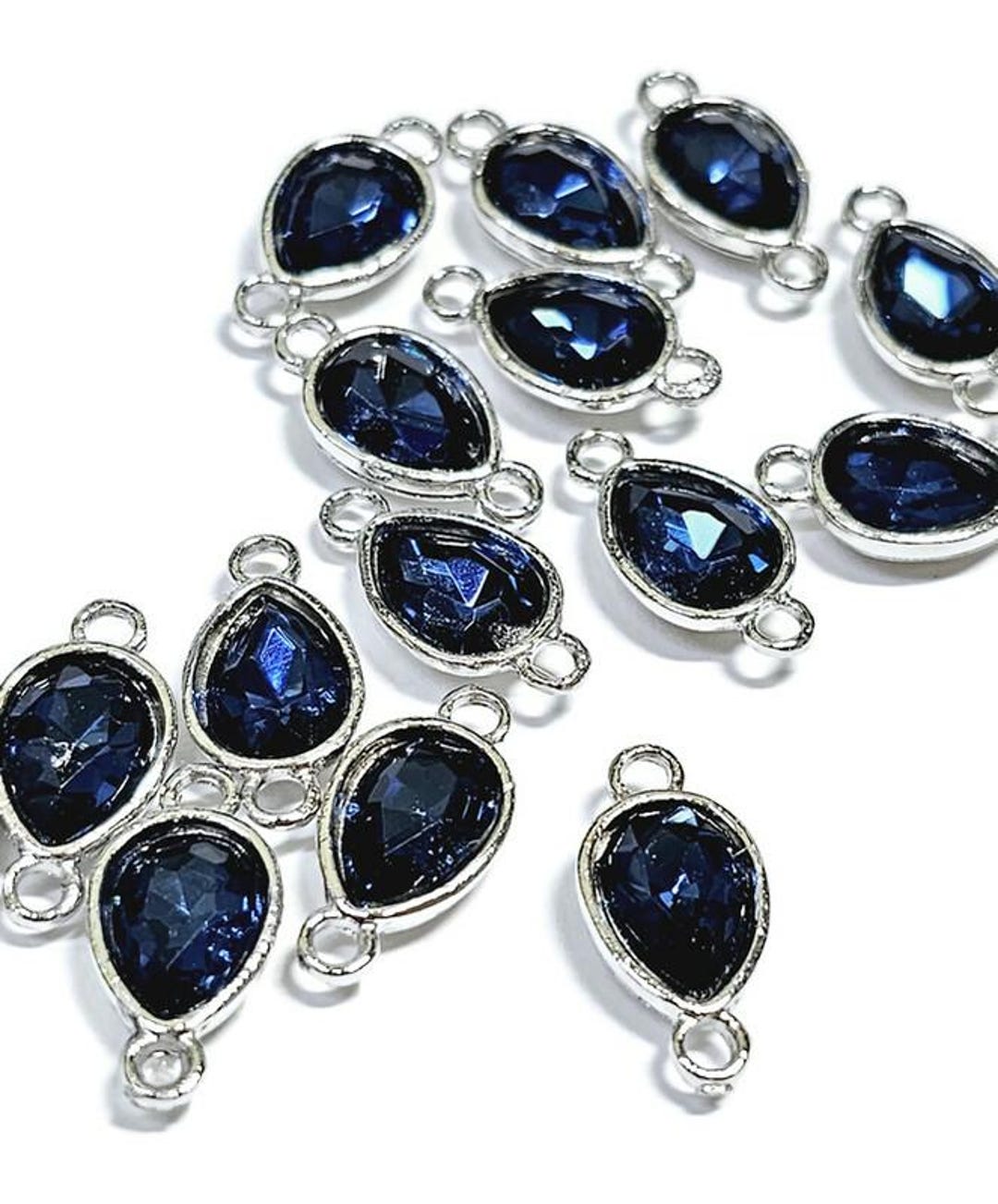 Silver Plated 2 Loop Rhinestone Crystal Connectors, 1pc - Etsy