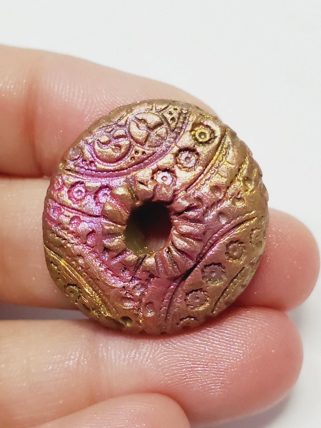 Artisan Hand Created and Textured Polymer Clay Pendant, Clay Artisan ...